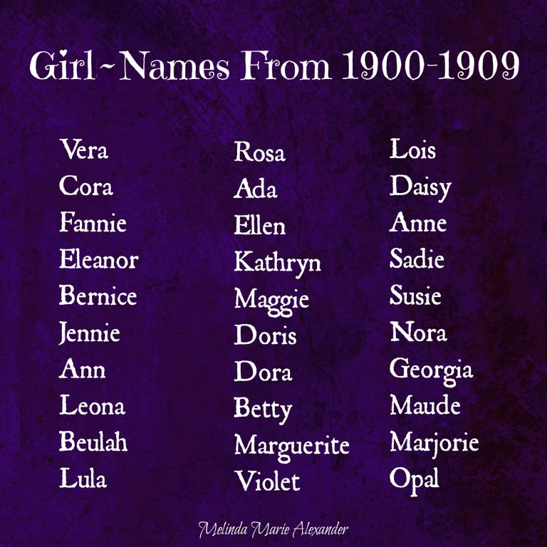 Vintage Girl Names from 1900 – 1909 | Melinda Marie Alexander
