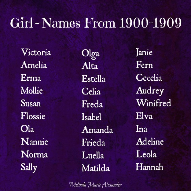 Vintage Girl Names from 1900 – 1909 | Melinda Marie Alexander
